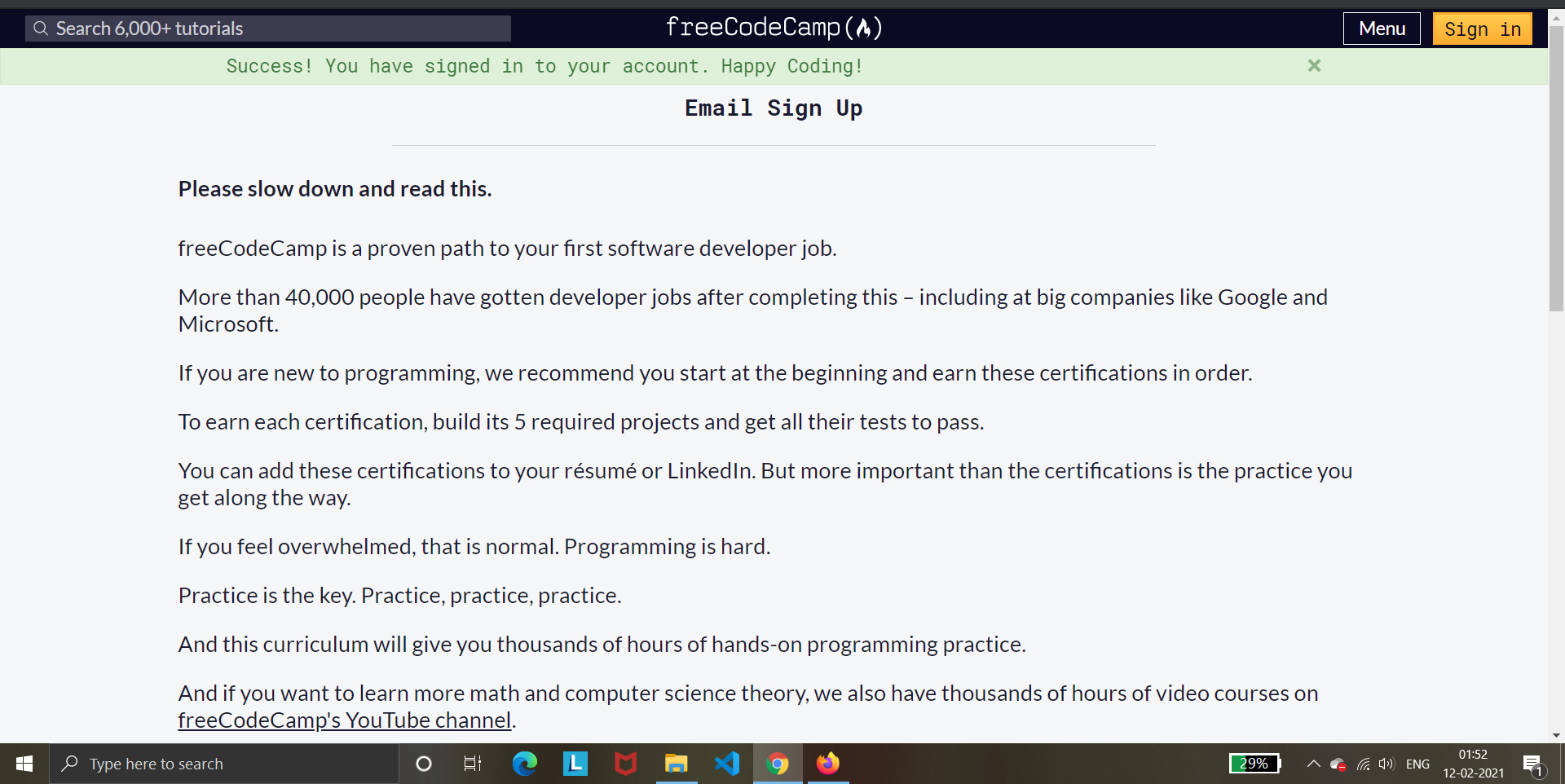 A bug while signing in and then signing out · Issue #41060 · freeCodeCamp/freeCodeCamp · GitHub