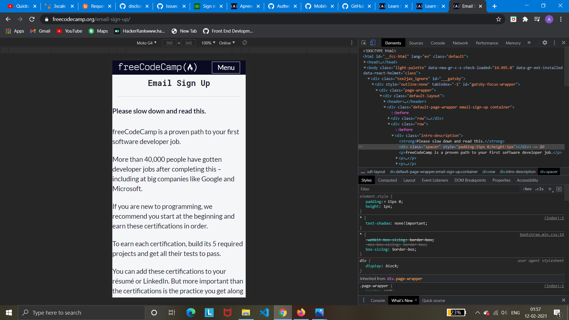 Fixing css to enhance the redability for user · Issue #41062 · freeCodeCamp/freeCodeCamp · GitHub