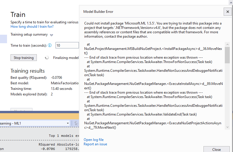 Could not install Package Microsoft Ml 1.5.5 · Issue #1541 · dotnet/machinelearning-modelbuilder ...