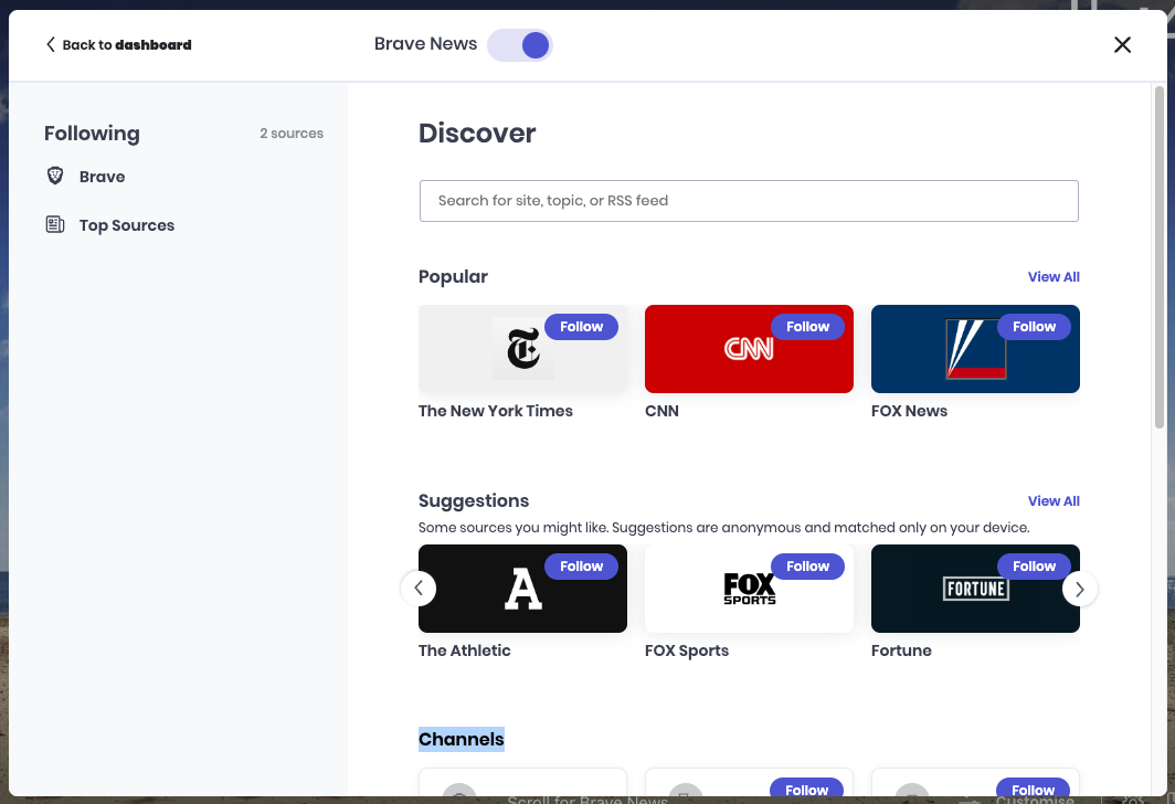 [Brave News] New users should get the Brave channel by default · Issue ...