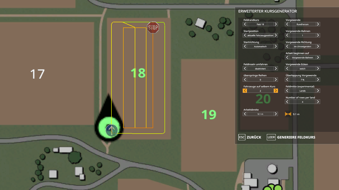 Course Generator - Lands pattern: change from headland to center ...