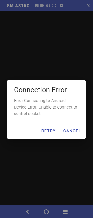 Android: Connection Error: Unable to connect to control socket · Issue ...