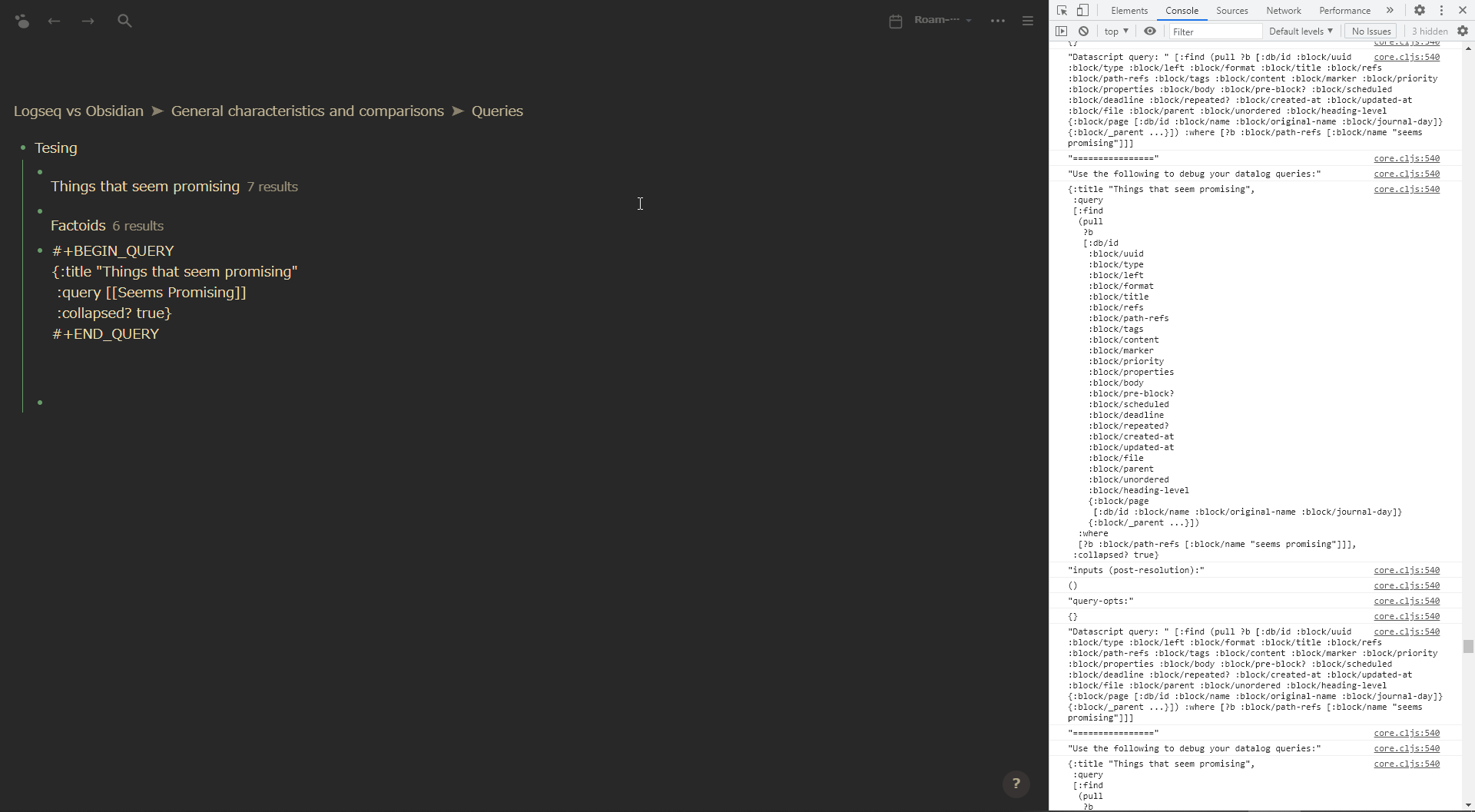 Two of the same query with mixed syntax causes hanging · Issue #2857 · logseq/logseq · GitHub