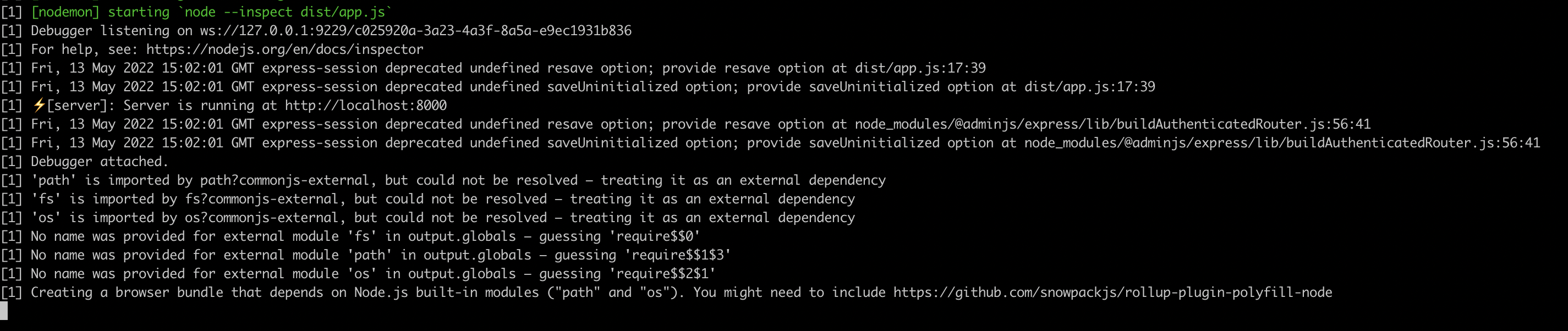 Strange errors like: is imported by os?commonjs-external, but could not be resolved – treating ...