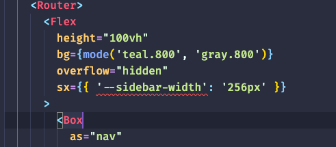 TypeScript, '--sidebar-width' not assignable to SystemStyleObject on ...