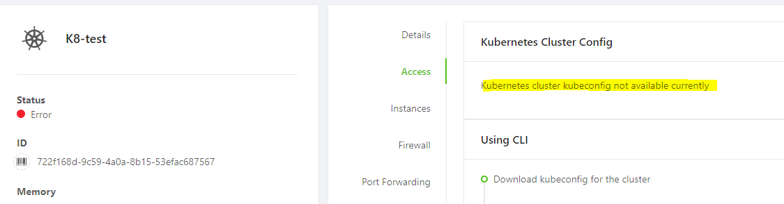 Kubernetes Cluster Creation Error Kubernetes Cluster Kubeconfig Not Available Currently In 9650