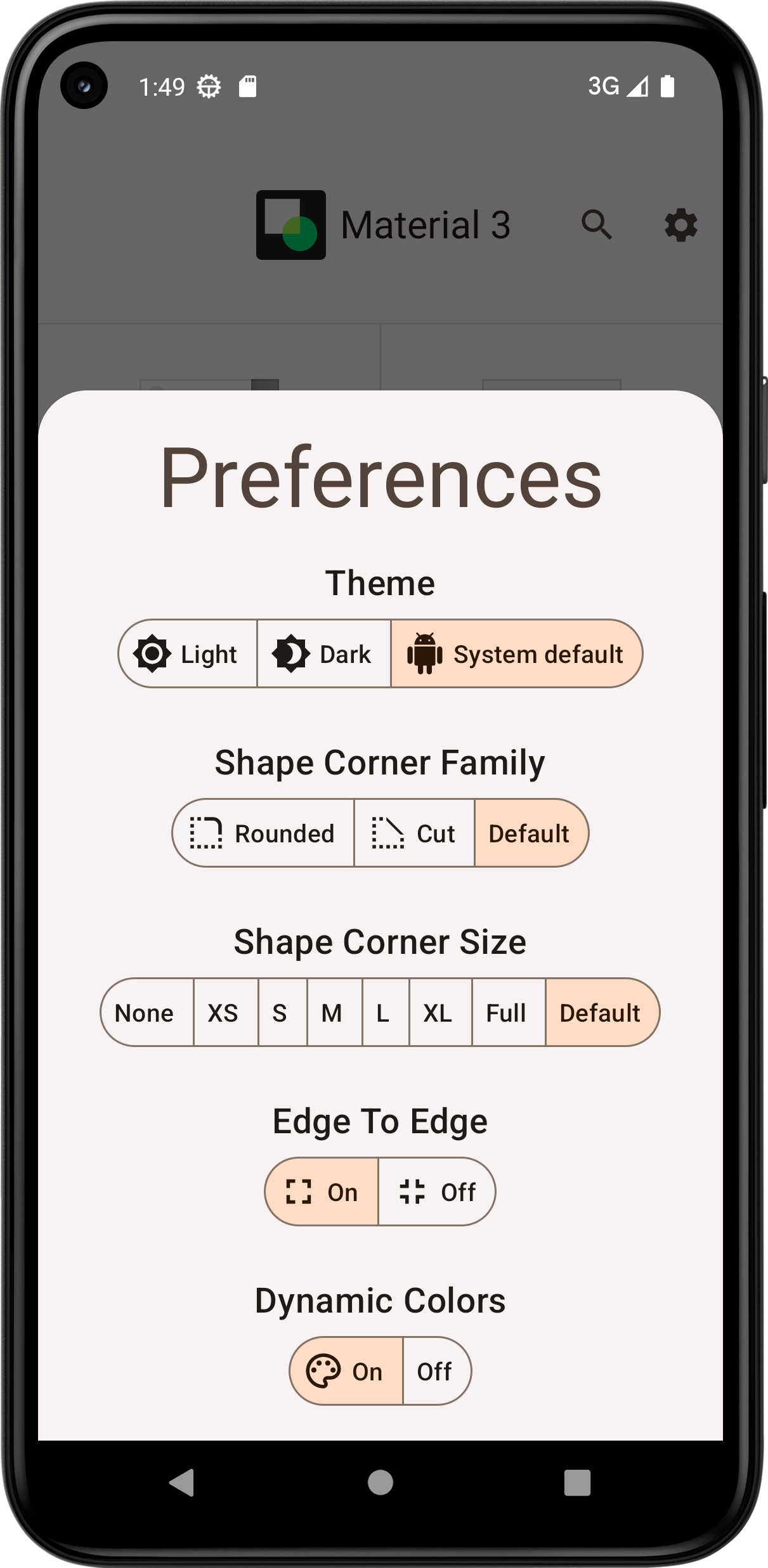[Catalog][Preferences] edge-to-edge preference does not apply to preferences bottom sheet ...