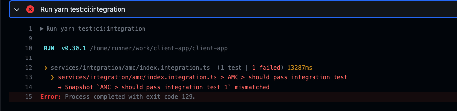 [bug] No Diff Being Given When Snapshot Mismatch In Ci Exit Code 129
