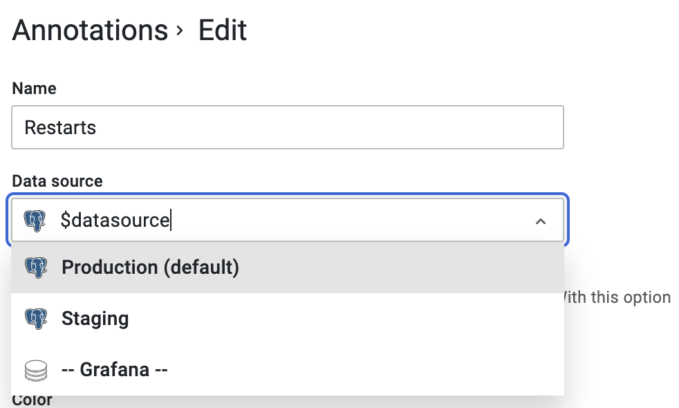 Regression Grafana 8 No Longer Supports Variable Data Source For Annotation Queries · Issue