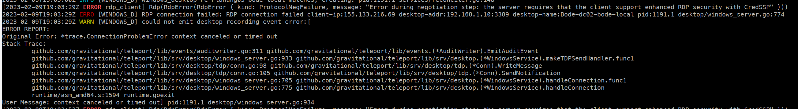 RDP Connection Failed (Timed out) · Issue #21561 · gravitational/teleport · GitHub