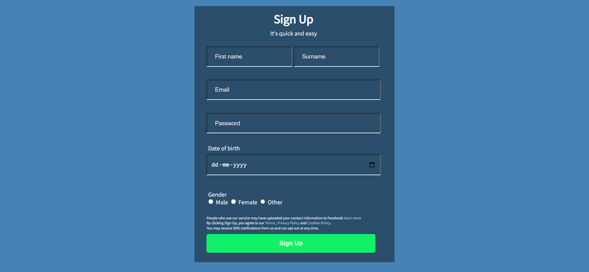 GitHub - iamYashSinha/Form-Validation: Facebook Login clone
