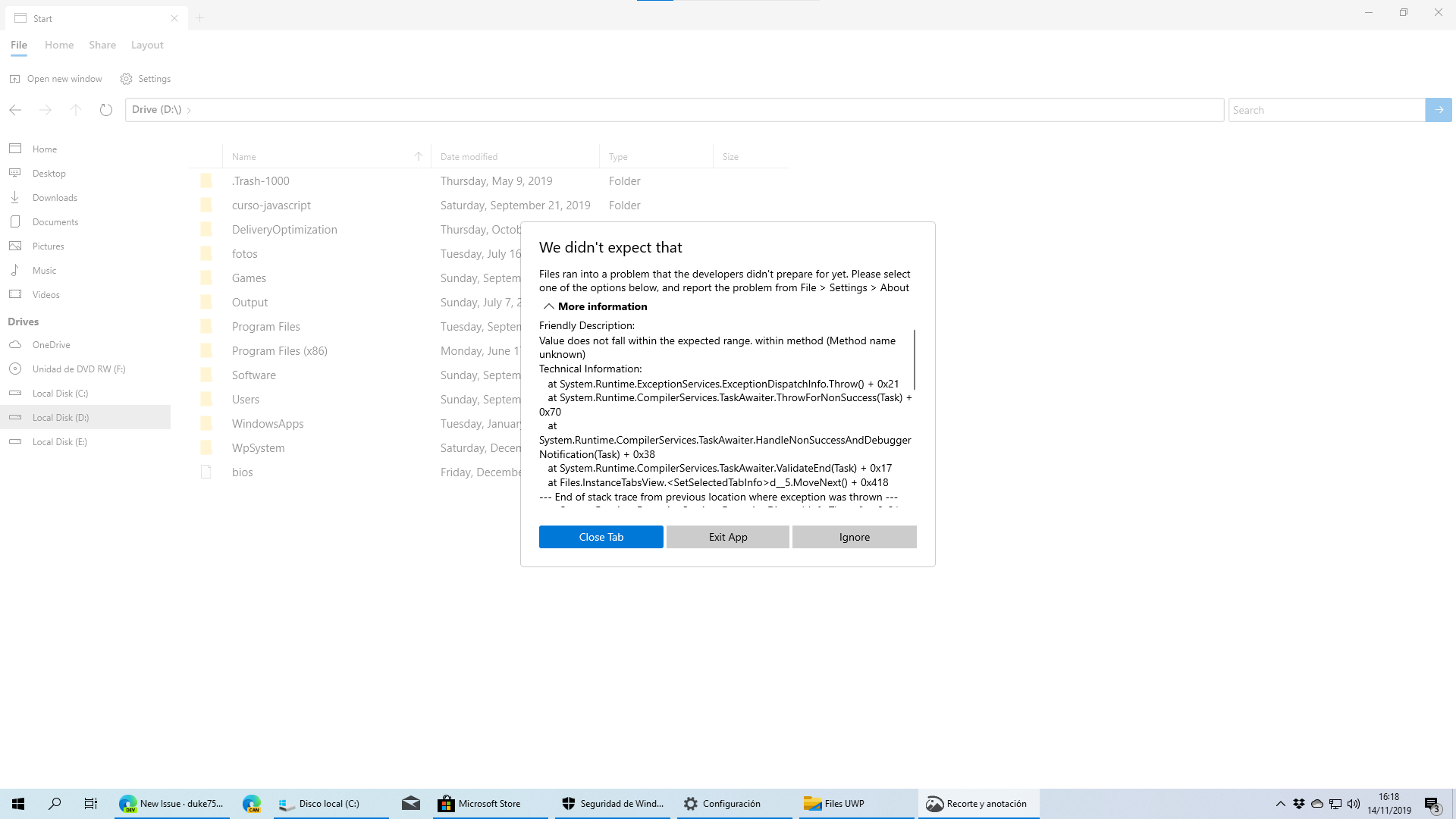 Bug at program start · Issue #302 · files-community/Files · GitHub