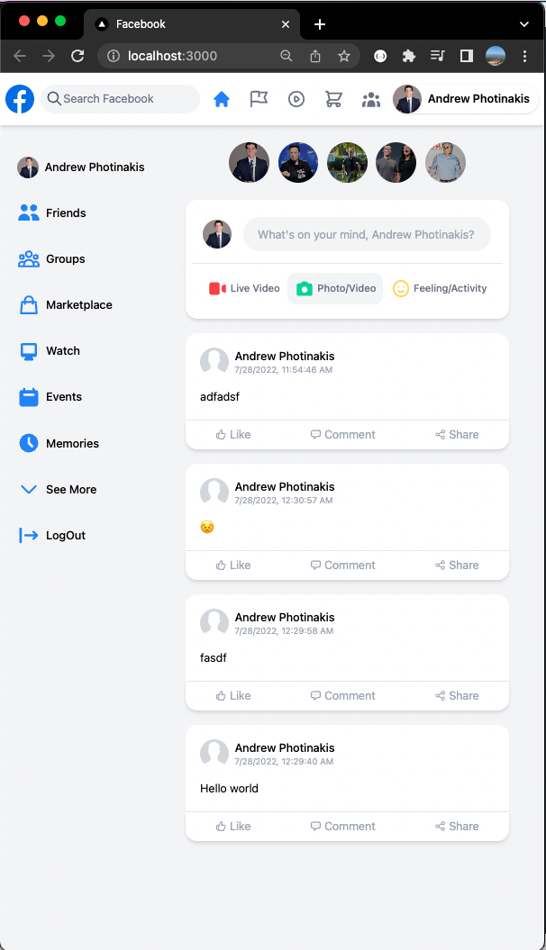 GitHub - acphotinakis/facebook-clone: 🌏 Frontend & backend replica of ...