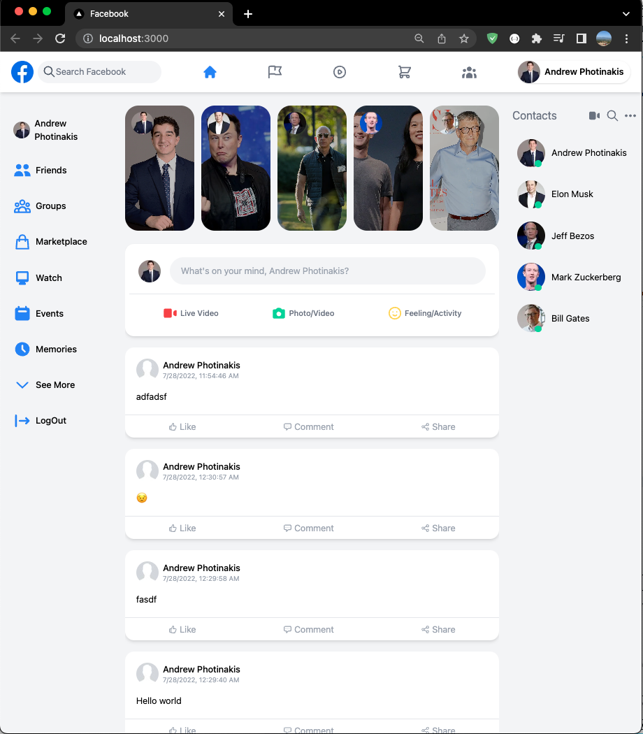 GitHub - acphotinakis/facebook-clone: 🌏 Frontend & backend replica of Facebook using NextAuth,js ...