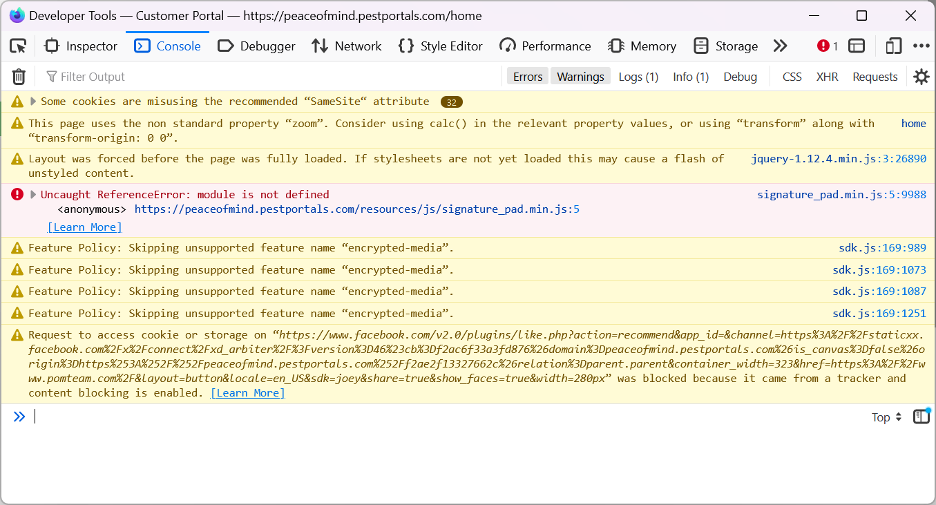 peaceofmind.pestportals.com - site is not usable · Issue #117875 · webcompat/web-bugs · GitHub