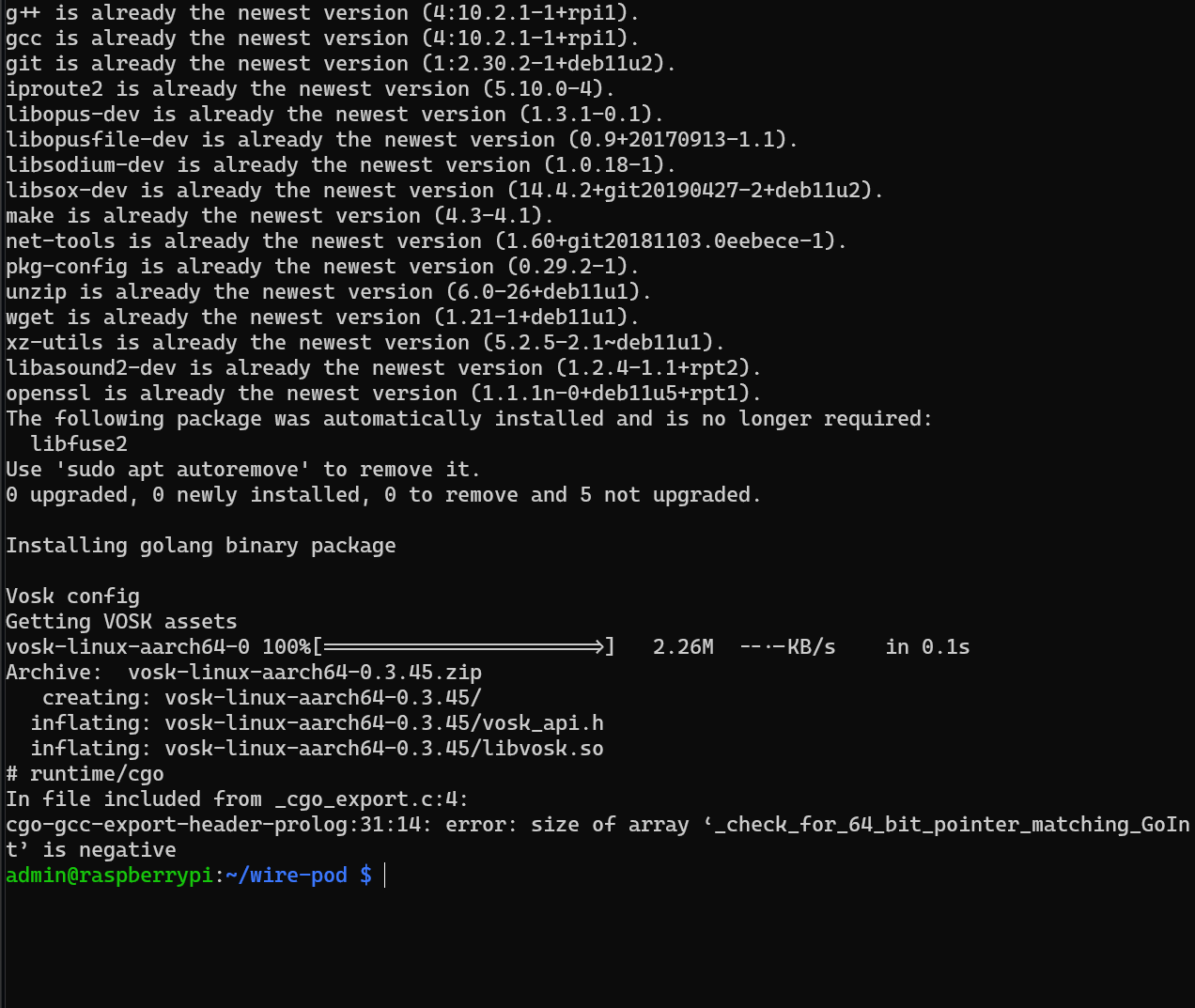 Vosk Config Error Whilst Installing · Issue 186 · Kercre123 Wire Pod · Github
