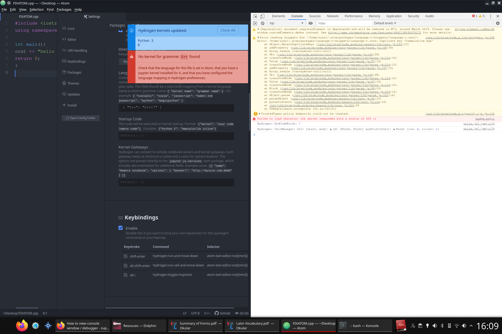 No kernel for grammar C++ found · Issue #2002 · nteract/hydrogen · GitHub