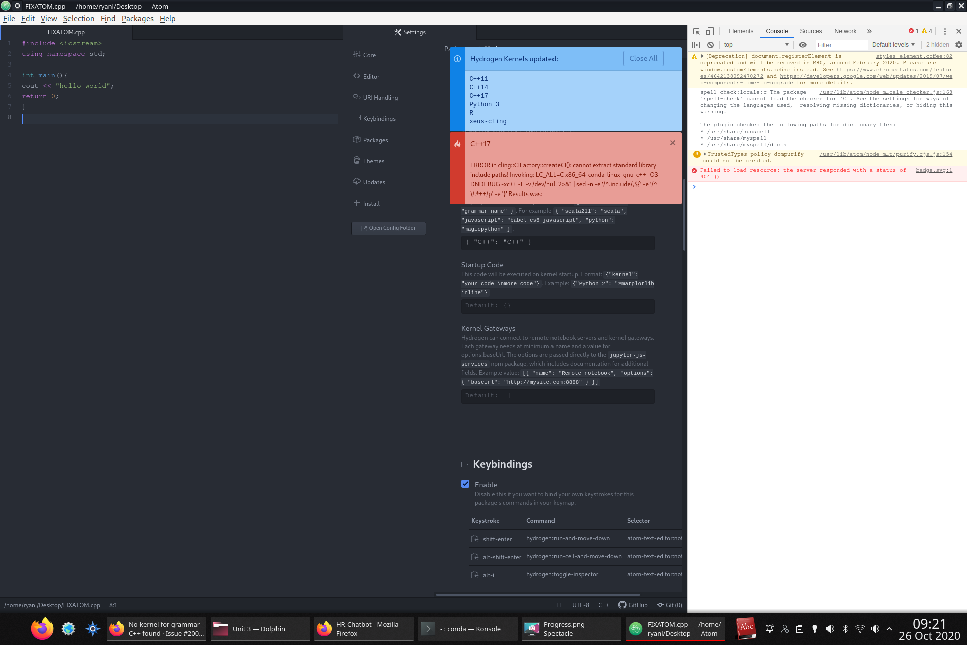 No kernel for grammar C++ found · Issue #2002 · nteract/hydrogen · GitHub
