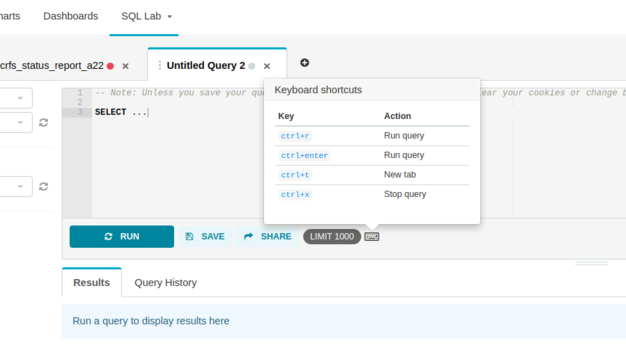 Shortcuts Ctrl + r, Ctrl + s, Ctrl + t of Explore & SQL Lab · Issue ...