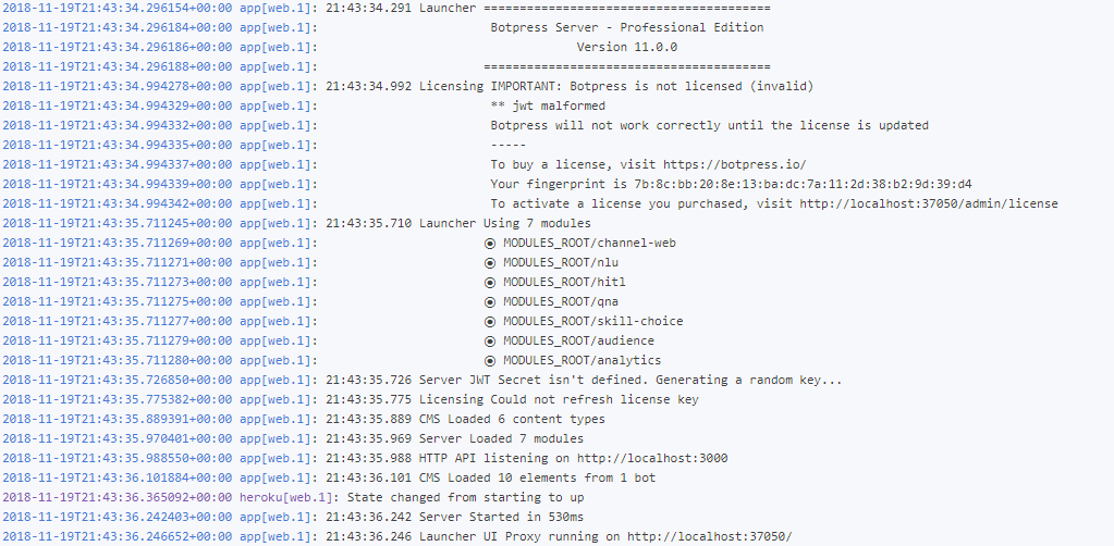 Botpress v11 Deployment to Heroku - Not launching UI proxy · Issue #518 · botpress/v12 · GitHub