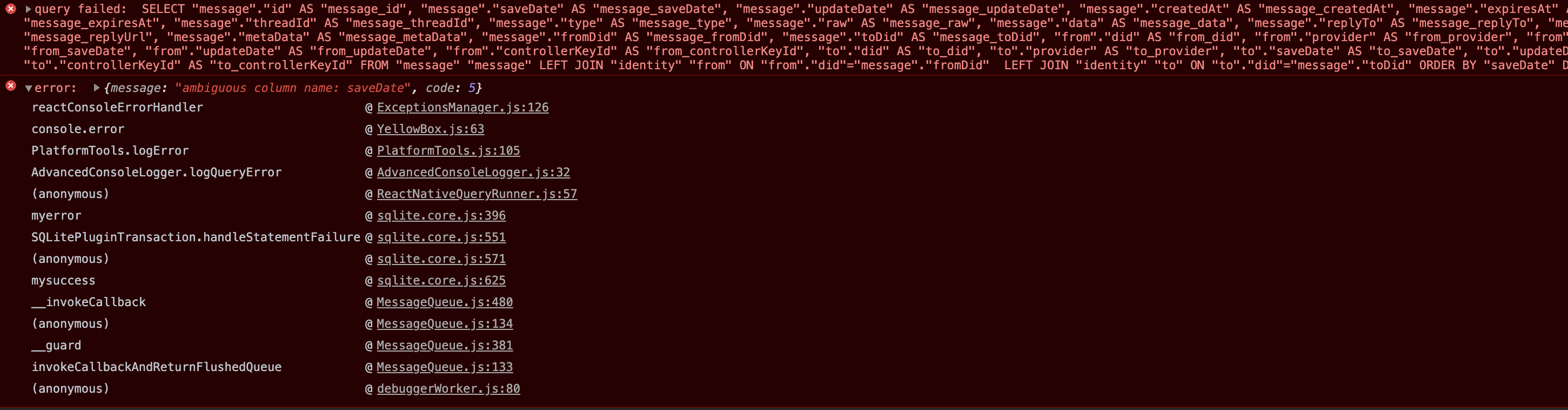 Error After Upgrade Daf Mobile Ambiguous Column Name Savedate · Issue 162 · Decentralized
