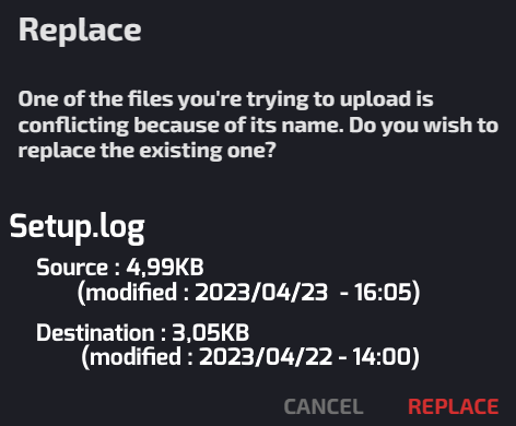 [feature request] Display file size when replace is done. · Issue #2446 · filebrowser ...