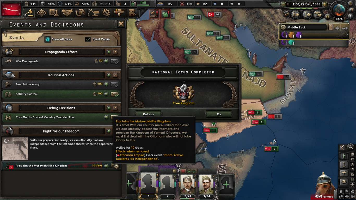 Yem Proclaim The Mutawakkilite Kingdom Decision Disappear When Run The Game After Selecting