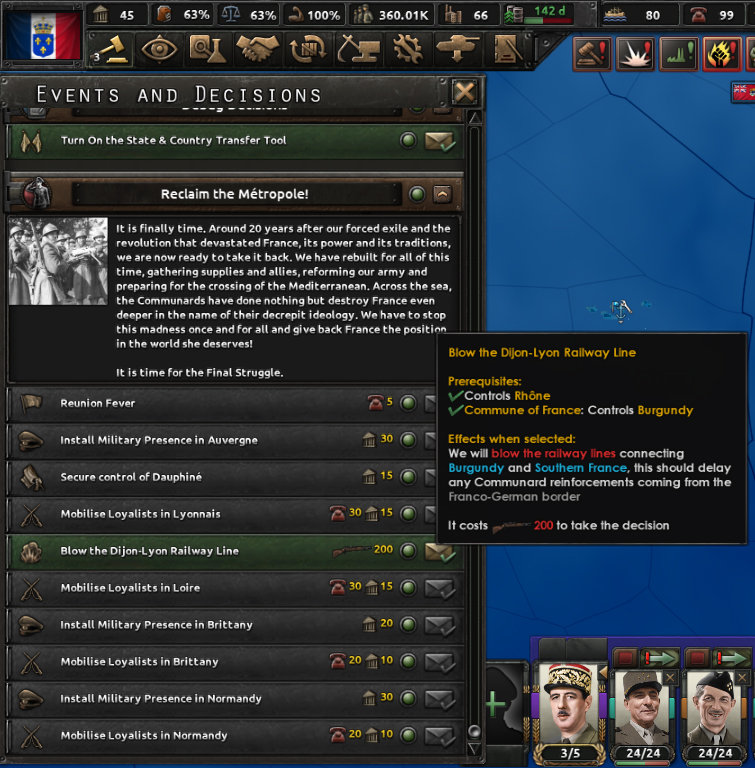 NFA - Blow the Railway Line decisions' requirement are ok despite the Infantry Equipment is not ...