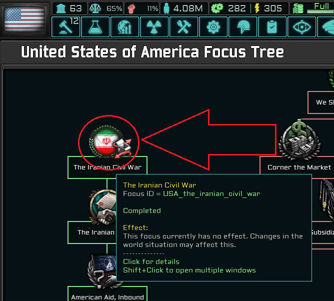 USA - 'The Iran Civil War' focus GFX icon uses the in-real-life Iran ...