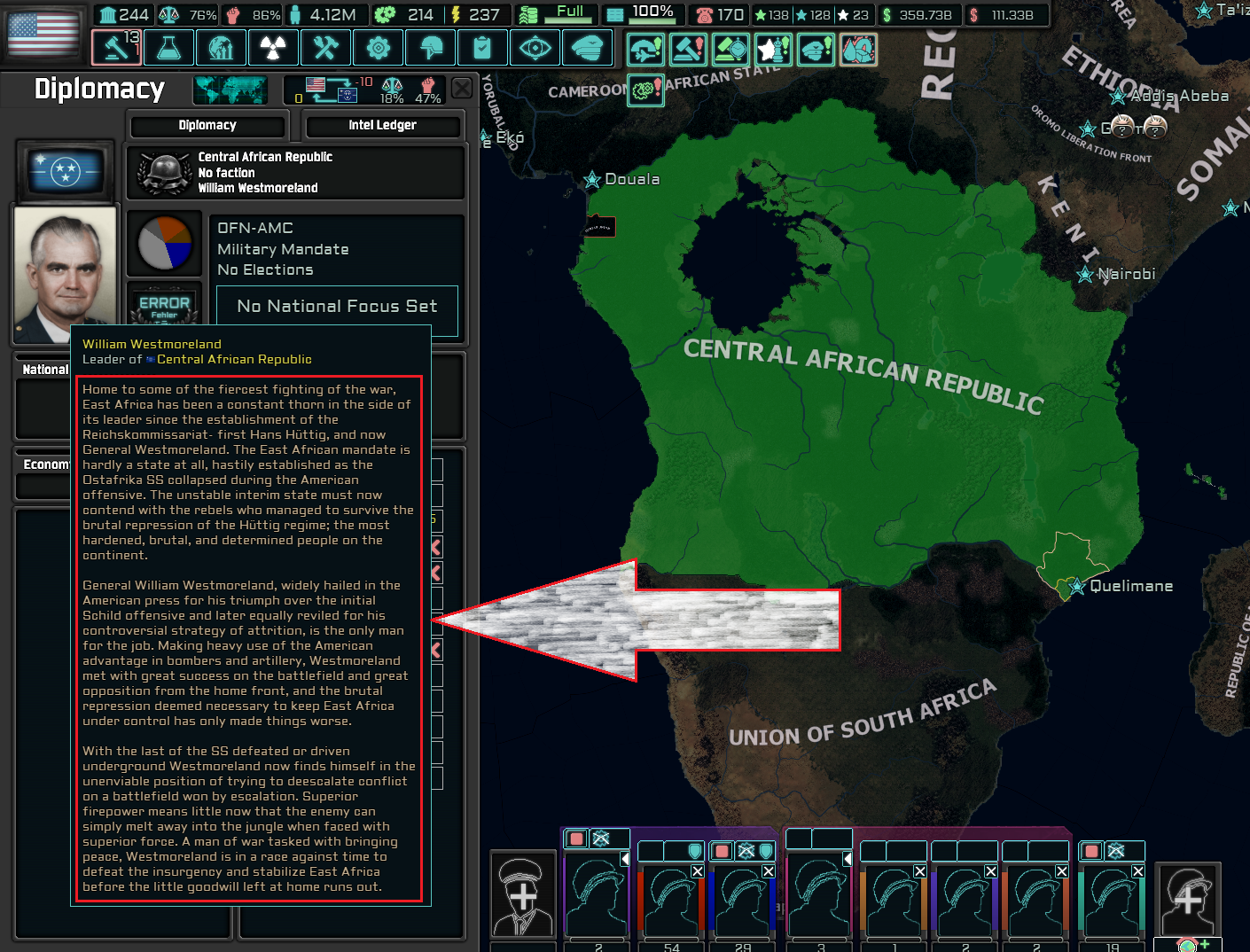 USC - William Westmoreland's description is refers to East Africa Mandate instead of Central ...