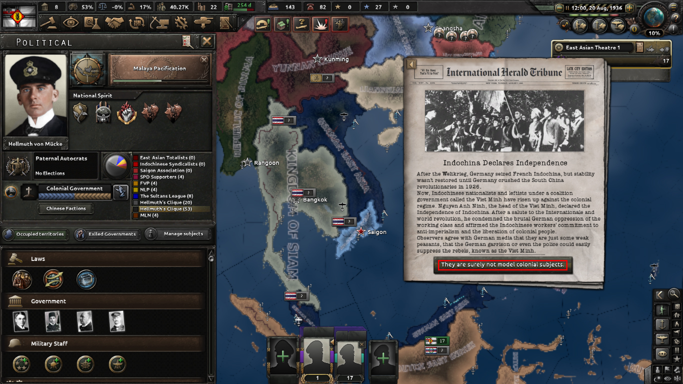 GEA - Change GEA's reaction when play as GEA in Indochinese Rebellion World News Event · Issue ...