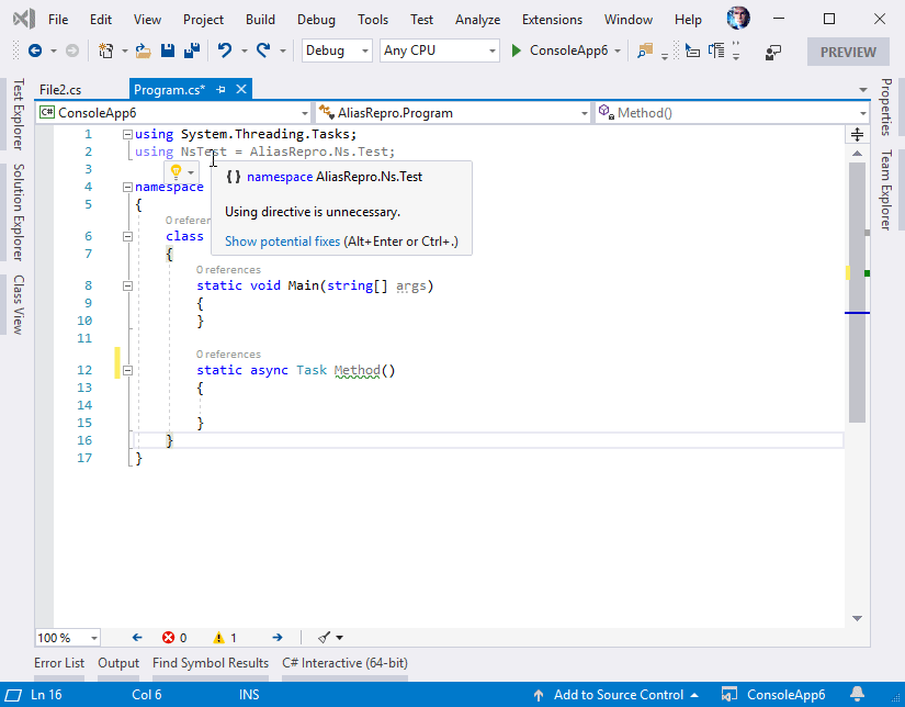 Cannot Rename Or Get Completion For Using Alias · Issue 11959 · Dotnetroslyn · Github