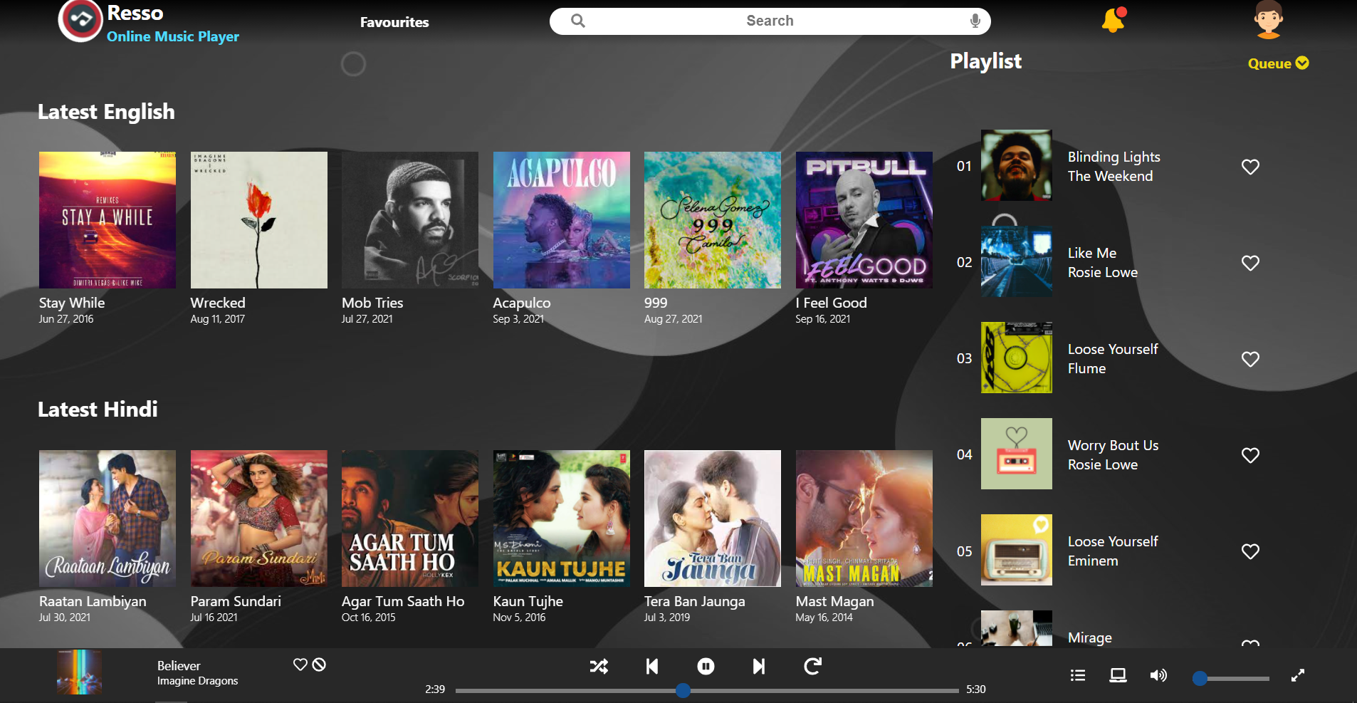 GitHub - RohanRanjan501/Resso-Online-Music-Player: Frontend Development