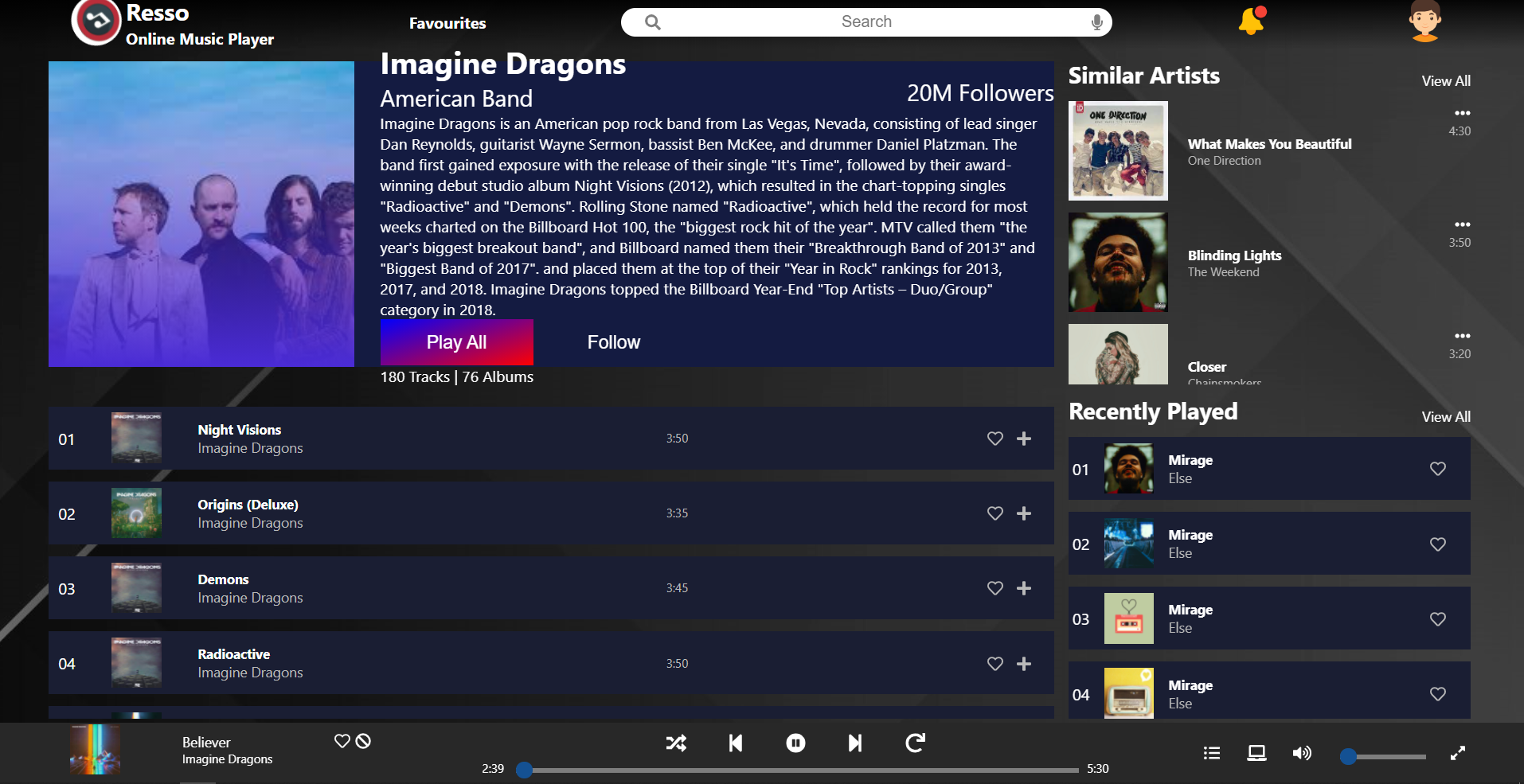 GitHub - RohanRanjan501/Resso-Online-Music-Player: Frontend Development