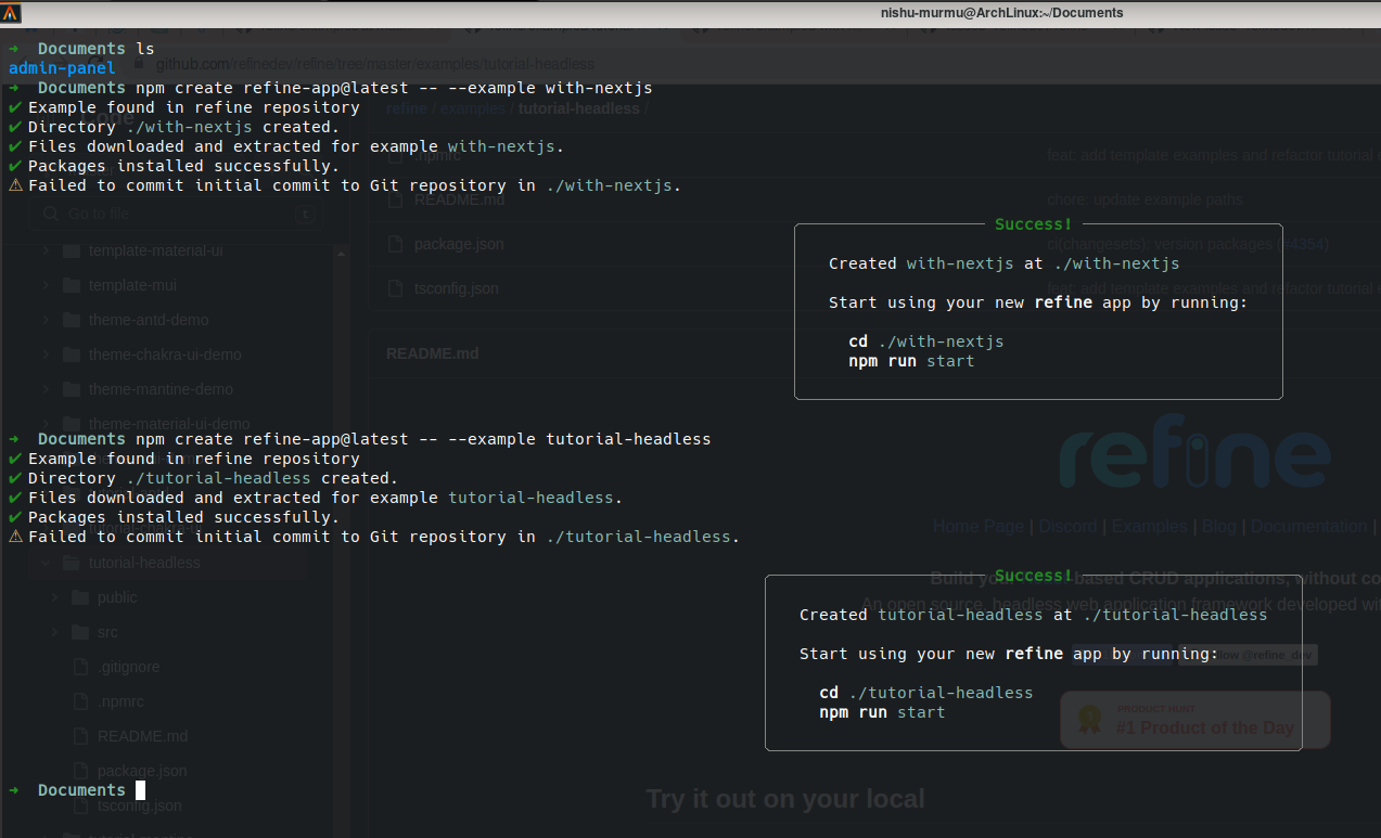 Bug In Archlinux While Creating App With Refine Doesnt Initialize The Git Repository