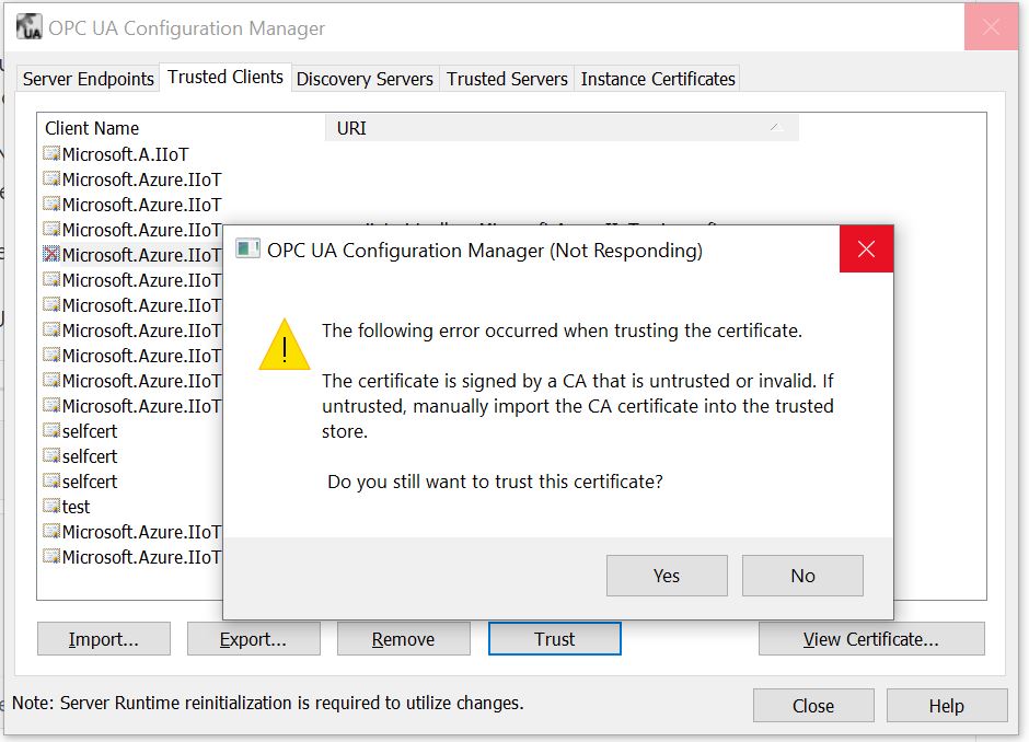 Not able to use CA certificate which is not created by OPC Publisher module. · Issue #757 ...