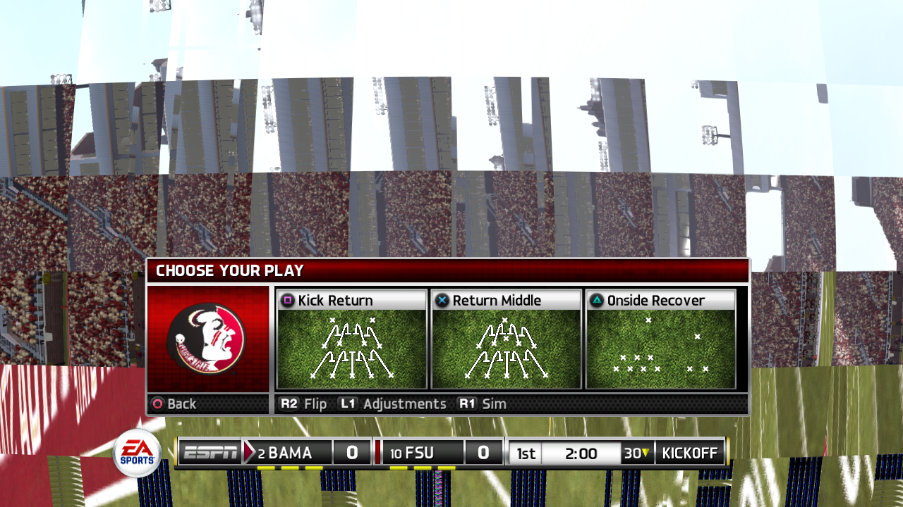 NCAA Football 12 Shadow z-fighing and weird screen warping · Issue ...