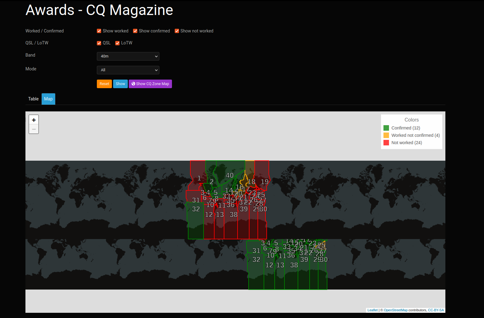 [Feature] Interactive map for CQ Award · Issue #1650 · magicbug/Cloudlog · GitHub