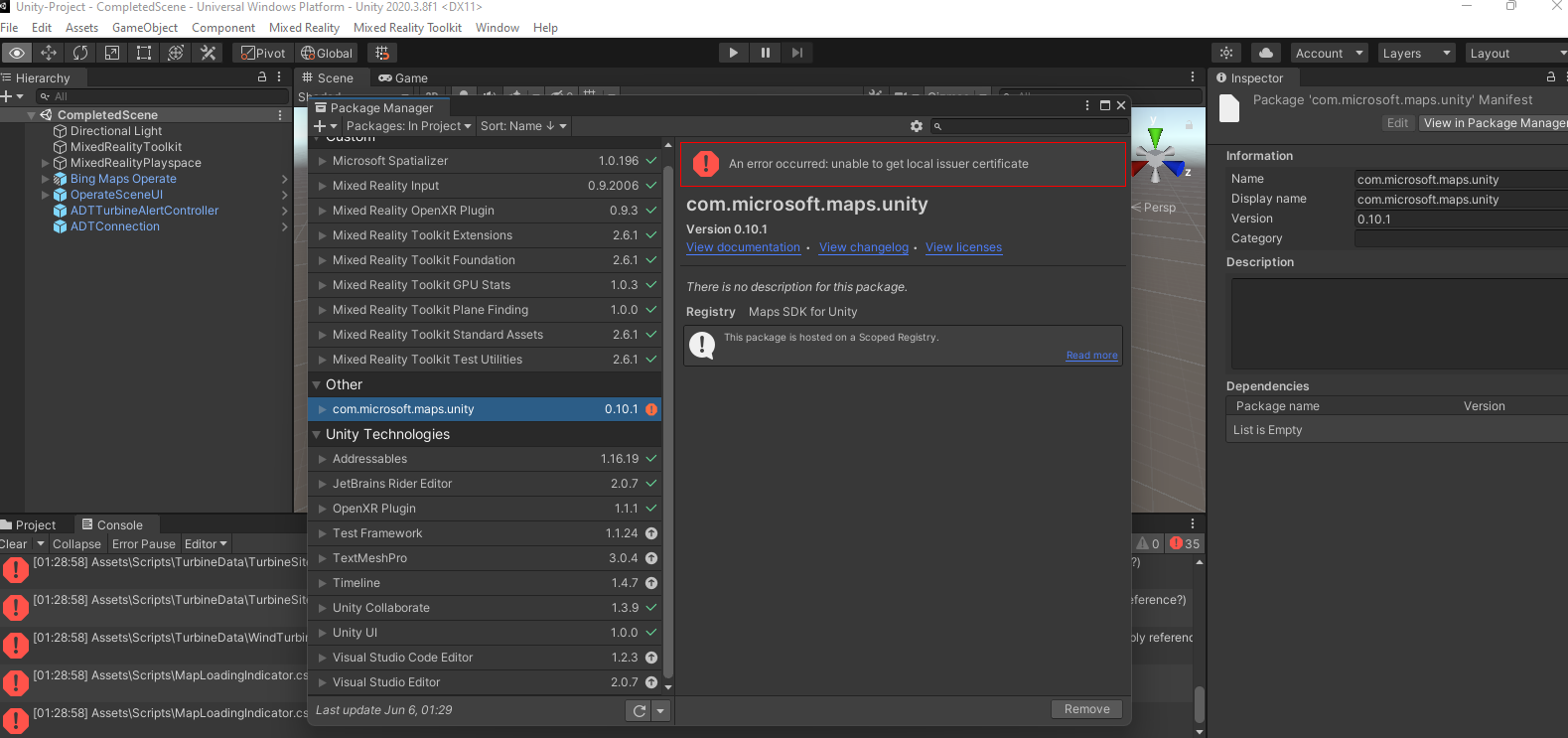 Project Loading With 35 Errors On Maps Package Not Getting Resolved · Issue 20 · Microsoftdocs 