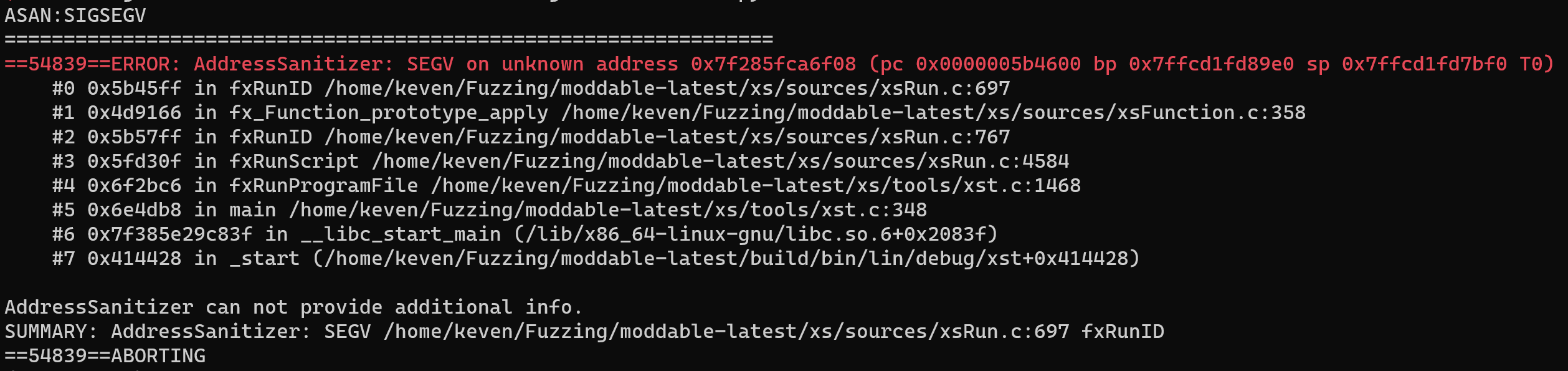 SEGV at moddable/xs/sources/xsRun.c:697 · Issue #448 · Moddable-OpenSource/moddable · GitHub