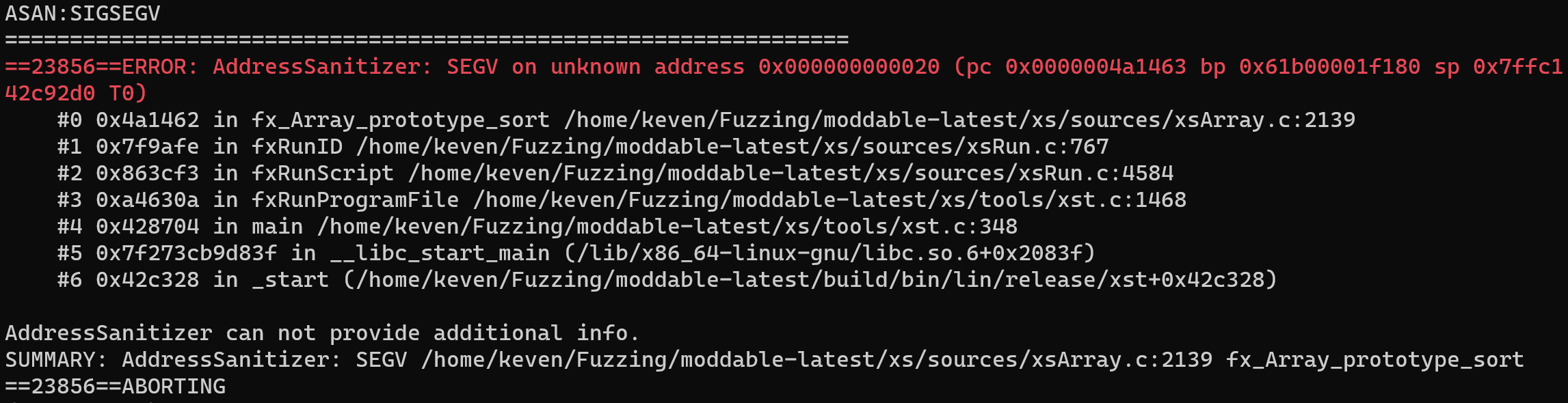 SEGV at moddable/xs/sources/xsArray.c:2139 · Issue #452 · Moddable-OpenSource/moddable · GitHub