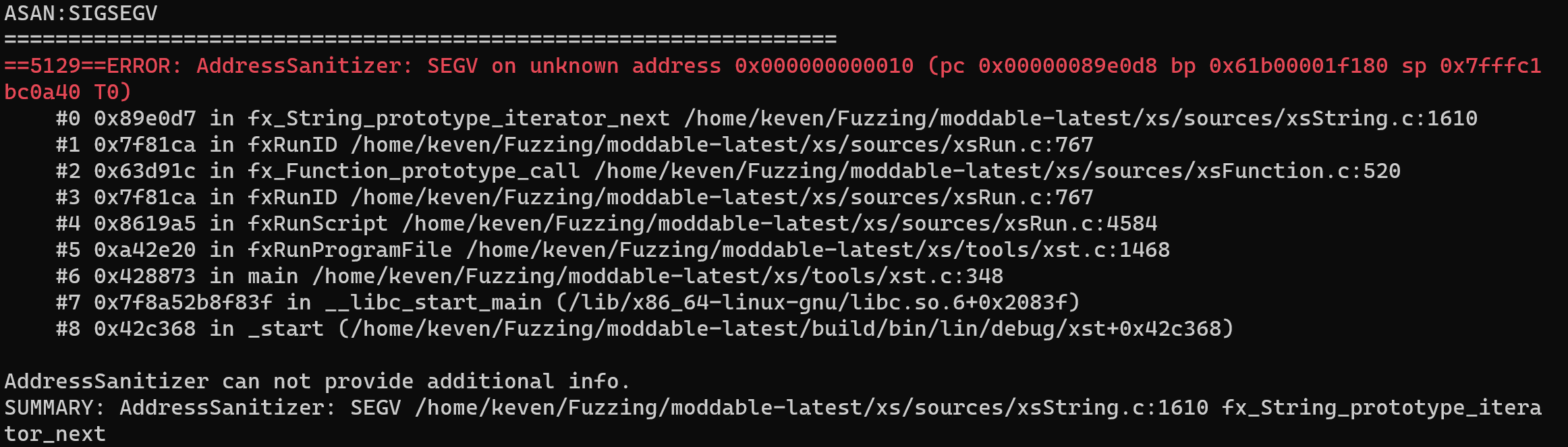 SEGV at moddable/xs/sources/xsString.c:1610 · Issue #460 · Moddable ...