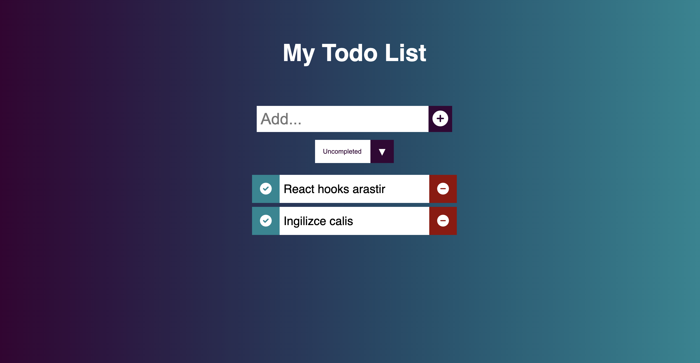 GitHub - elifmarali/React-todo-list-ytb-2: React Hooks used