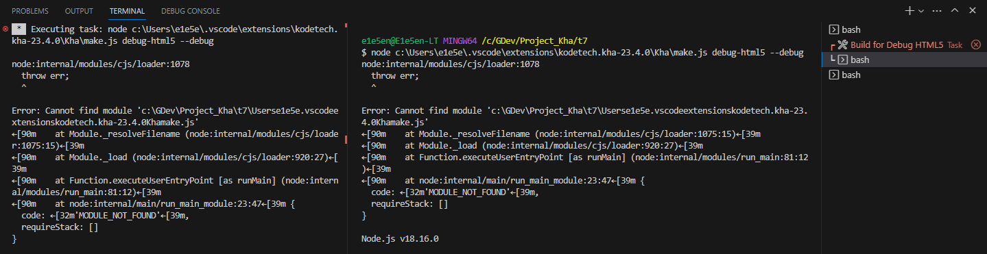 Error while performing the task · Issue #41 · Kode/vscode-kha · GitHub