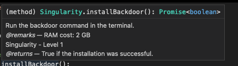 installBackdoor does not return a Promise · Issue #1724 · danielyxie/bitburner · GitHub
