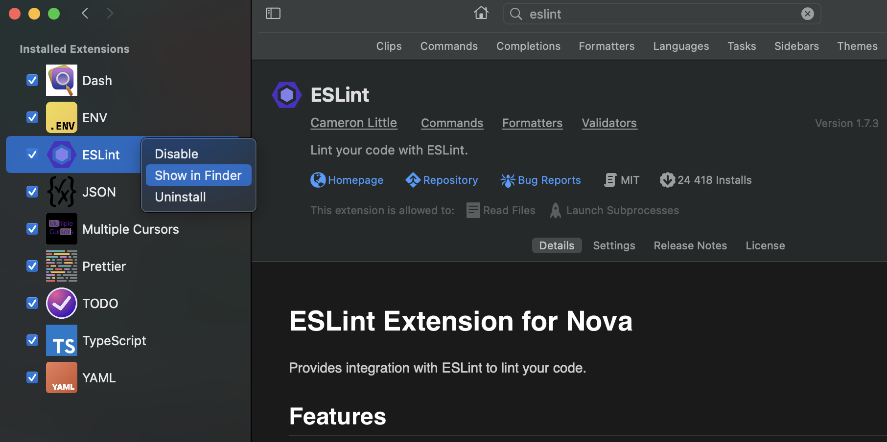 "Error: failed to npm bin" on launch · Issue #321 · apexskier/nova-eslint · GitHub