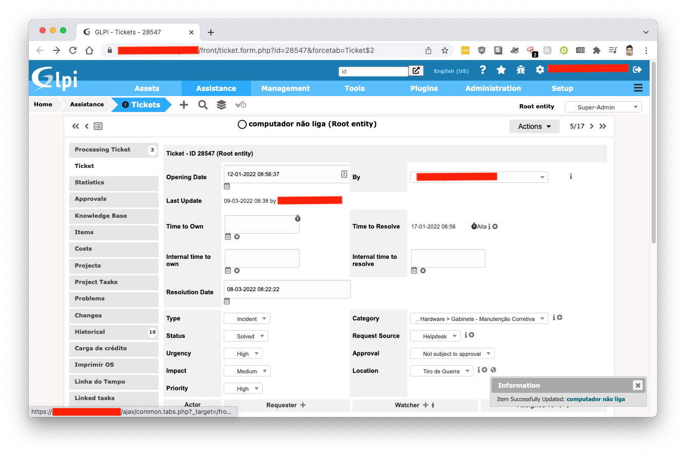 GLPI - mysql query loop setting a SLA in a Solved Ticket causing ...