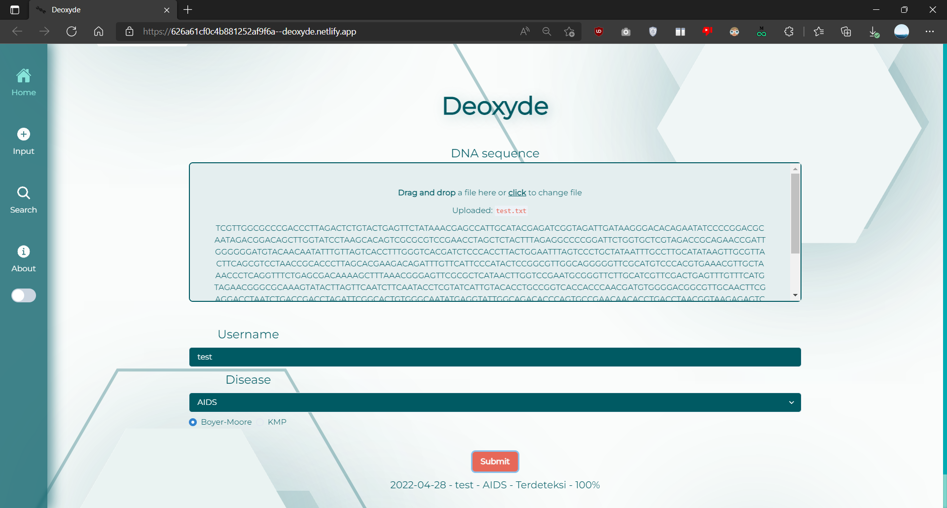 GitHub - christojeffrey/DNA-matcher: [assignment] DNA matcher website build using react (FE) and ...