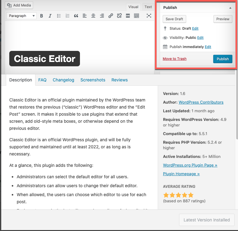 Publish or Save doesn't appear on my Classic Editor · Issue #141 · WordPress/classic-editor · GitHub