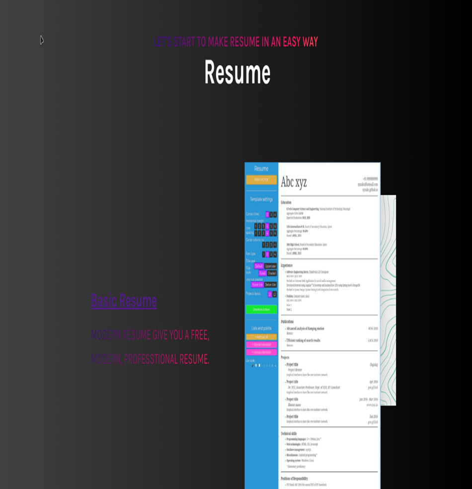 GitHub - badalsharmaa/Resumes-Builder-Website: Building resume with using this website